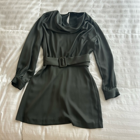 Zara | Dresses | Belted Fluid Neckline Dress | Poshmark